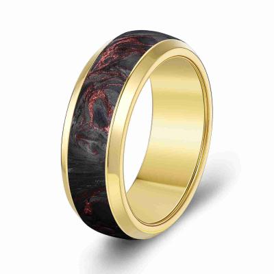 China Customizable IPG Plated Forged Carbon Fiber Wedding Band with Superior Strength and Unique Marbled Patterns for sale