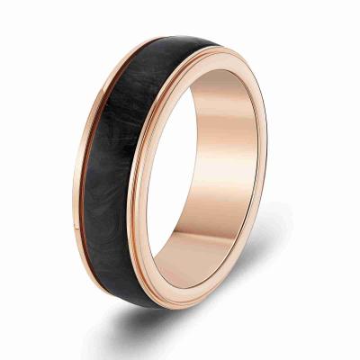 China Superior Strength Forged Carbon Fiber Ring with Unique Marbled Patterns and Customizable Options for Wedding Bands for sale