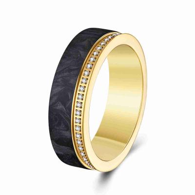 China Customizable Forged Carbon Fiber Ring with Superior Strength and Unique Marbled Patterns Wedding Band for sale