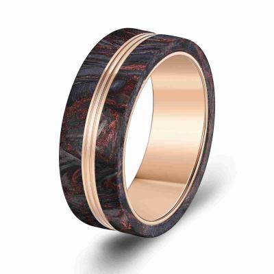 China Superior Strength Forged Carbon Fiber Ring with Unique Marbled Patterns and Customizable Options for Men's Wedding Band for sale