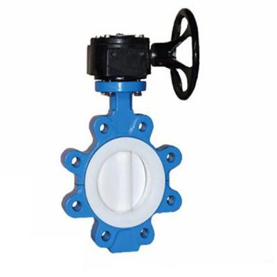 China Fluid resistance cast iron full lined PTFE lug butterfly  BKVALVE valve for sale