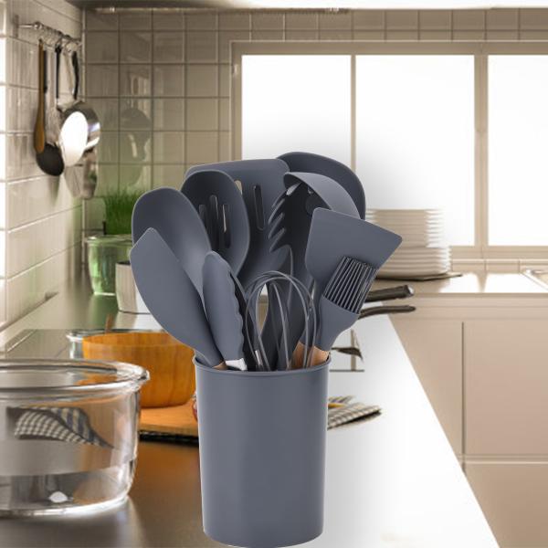 Quality 12 Pcs Kitchenware Cocina Cookware Utensil Set with Wooden Handles and ISO9001 for sale