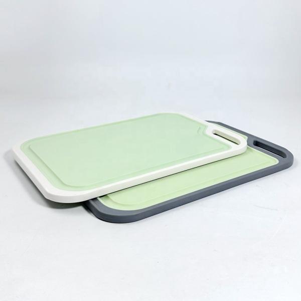 Quality Square Plastic Chopping Board Set of 3 with Non-Slip Feet and Deep Drip Juice for sale