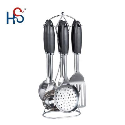 Cina TPR manico di plastica 7 pezzi utensili da cucina in acciaio inossidabile set per tutti gli utensili da cucina in vendita