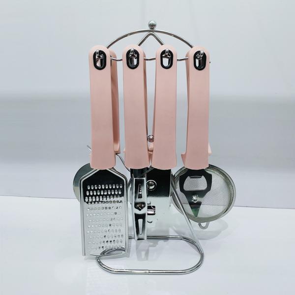 Quality Home Kitchen TPR Handle Stainless Steel Utensil Set with Holder and Other for sale