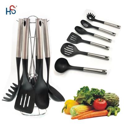 China Silk Printing Logo Kitchen Gadgets 6 pcs Wooden Kitchen Utensils Set for Home Kitchen for sale