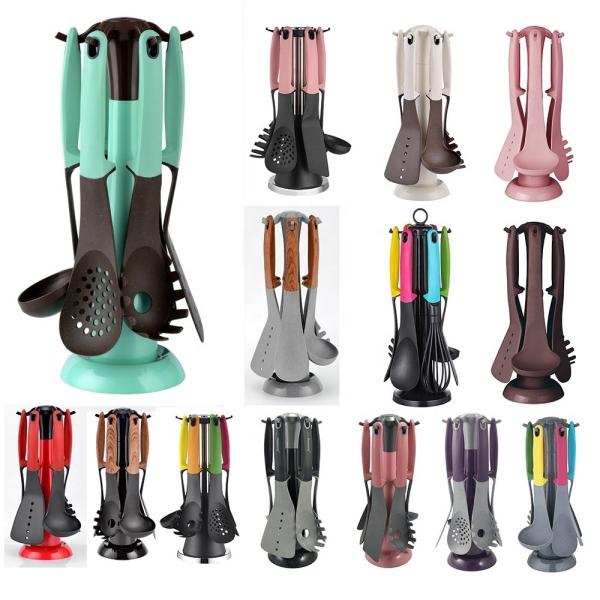 Quality Non Stick Kitchen Utensil Set with Holder 7 Pieces and Heat Resistant up to 480°F for sale