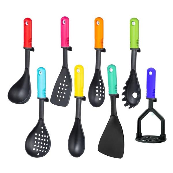 Quality Sustainable Kitchen Cooking Utensil Set with Rotating Stand and TPR PP Handle for sale