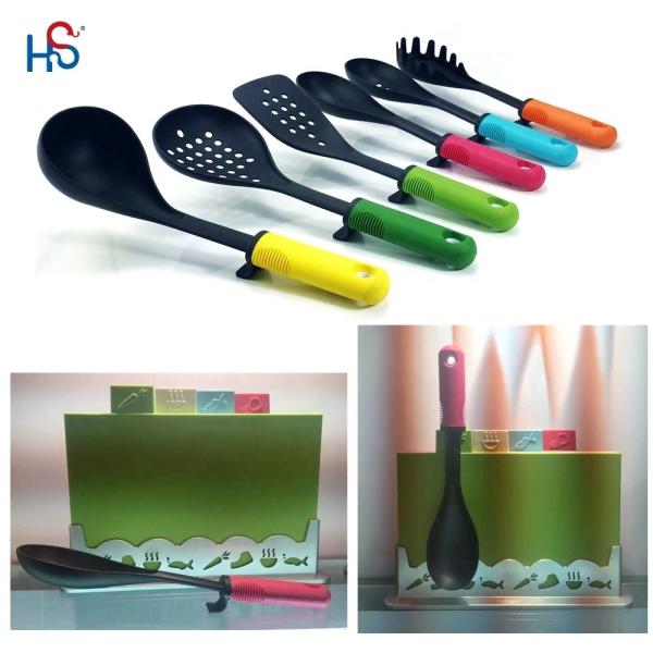 Quality Sustainable Kitchen Cooking Utensil Set with Rotating Stand and TPR PP Handle for sale