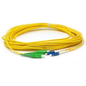 China LC / UPC to SC / APC 9/125 OS2 Duplex Fiber Patch Cord Singlemode 3.0mm 2 m for sale