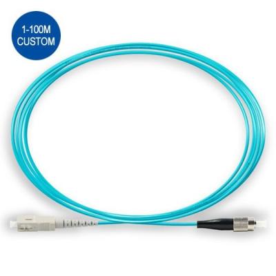 China Simplex Multimode Fiber Patch Cord FC / UPC - SC  / UPC 10G OM3 50/125 for sale