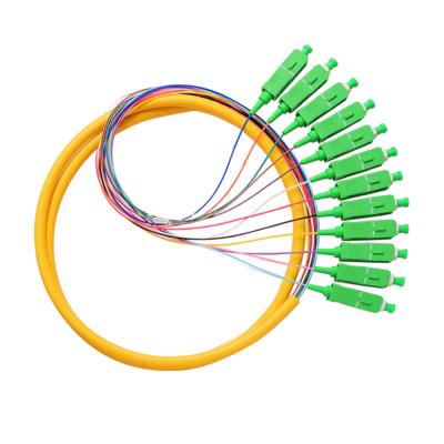 China SM SX 0.9mm Fiber Optic Jumper Cables 12 Core With Fan Out Type , High Temperture Stability for sale