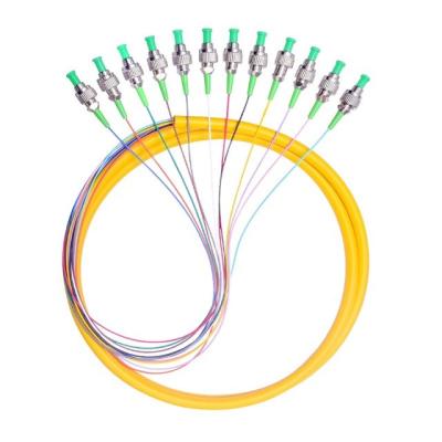 China 12 Cores Singlemode Fiber Optic Pigtail FC / APC 2.0mm 1M For FTTH System for sale