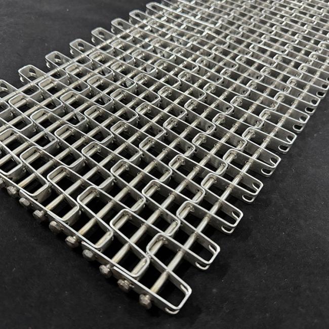 Close-up of conveyor belt features