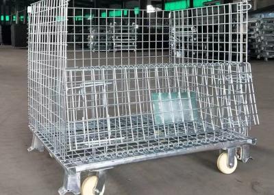 Cina logistica di stoccaggio metallo gabbia di basket filo di stoccaggio metallo ferro galleggiante carrello gabbia pieghevole filo di stoccaggio gabbia in vendita