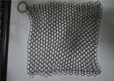 China Square Stainless Steel Chainmail Scrubber With Non-toxic , Cast Iron Cleaner for sale