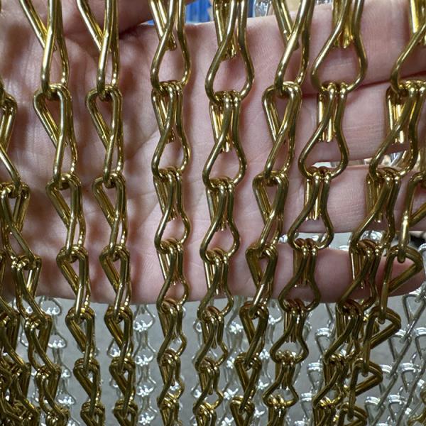 Tamaño personalizado Decorativo de aluminio dorado de malla metálica ducha Techo de pared Cortina de habitación