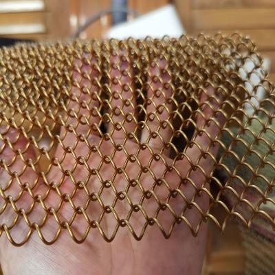 China Light Weight Aluminum Chain Link Fabric Metal Coil Wire Mesh for Room Partition Space Divider Ceiling Decorative Metal Curtain for sale