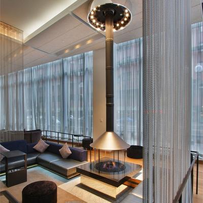 China Amostra de personalização Preto Cor Metal Cortina Rede para Restaurante Lounge Partition Decorativo Chain Link Rede de vedação à venda