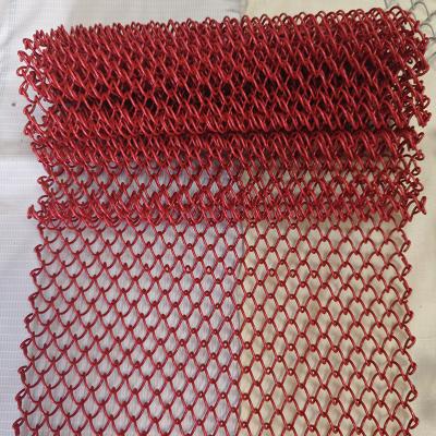 China Red Decorative Aluminium Metal Mesh Chain Link coil Curtain Drapery Fabric exterior decorative screen for rood divider for sale