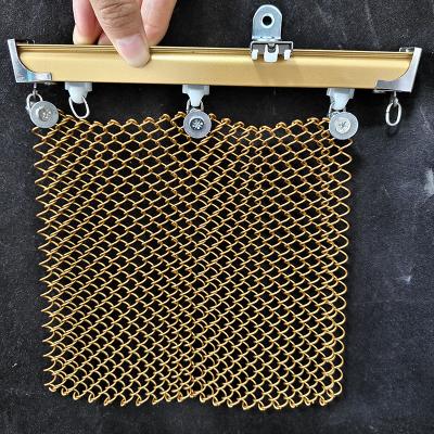 China Gold Flexible Aluminium Metal Chain Link Cpol Drapery Decorative Wire Mesh Curain for sale