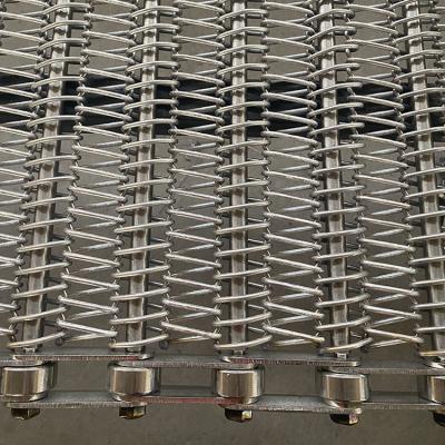 China Custom Chain Driven 304 Stainless Steel Spiral Wire Mesh Conveyor Belt for Fried Foods Industries for sale