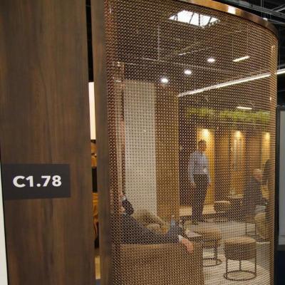 China Custom Size Gold Color Metal Decorative Stainless Steel Ring Curtain Mesh Fabric for sale