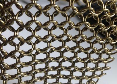China Gold Stainless Steel Ring Decorative Wire Mesh / Chain Link Mesh For Curtain for sale