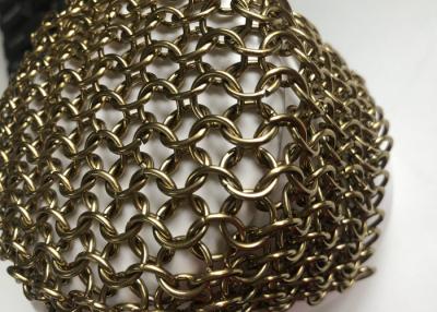 China Gold Stainless Steel Ring Decorative Wire Mesh / Chain Link Mesh For Curtain for sale