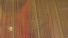 Gold aluminum antique brass Steel Chain Link Wire ceiling Door Wall Room Divider Woven metal mesh cu
