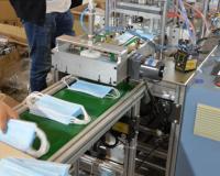 China 3 Ply Mask Earloop Welding Machine 20-35 pcs/min 220V 5KW Automatic Production Line for sale
