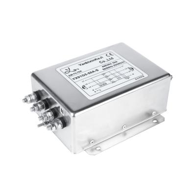 China High Current High Voltage Three Phase Four Line EMI Filter AC RFI Filter 520V 50A for sale
