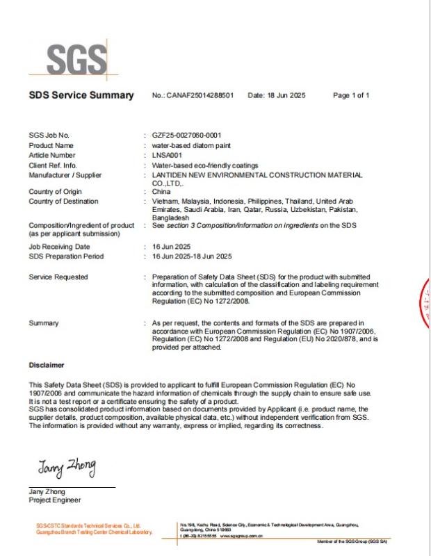 MSDS - Lantiden New Environmental Construction Material Co.,Ltd.