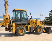 China 75kw Front Discharge Hydraulic Backhoe Loader 2500kg Rated Loading for sale
