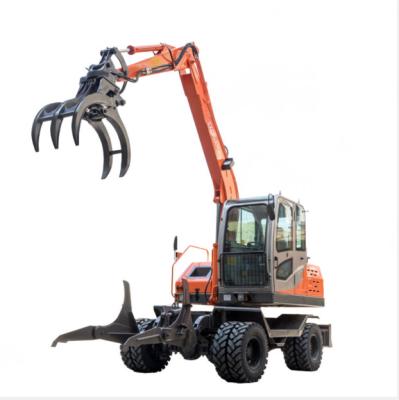 Cina 6,5 Ton Wood Loader Wheel Excavator con il ceppo attacca in vendita