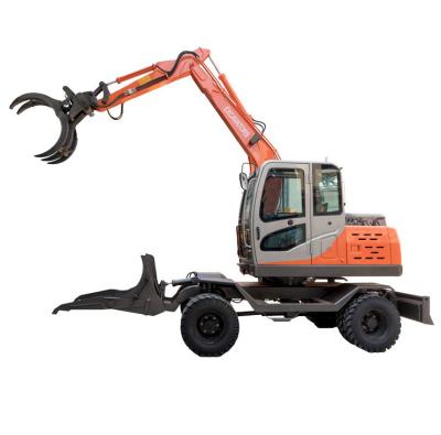 Cina 6,5 Ton Wood Loader Wheel Excavator con il ceppo attacca in vendita