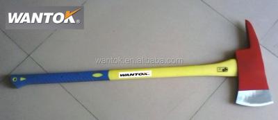 China Multi Functional Cutting Firefighter Axe with Plastic Coated Fiberglass Handle for sale