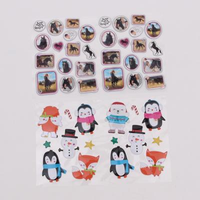 China Puffy Glitter Sticker Cute Penguin Sparkly Glitter Puffy Sticker Set for sale