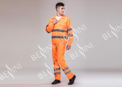 中国 二重ステッチの安全仕事着の高く目に見えるオレンジ ジャケットの胸当てのパンツ スーツ 販売のため