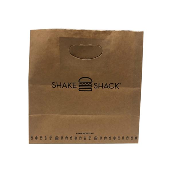 Quality Recyclable Die Cut Handle Paper Bags Food Grade D Handle Kraft Paper Takeaway Bags for sale