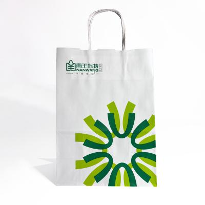 China Custom Printed Recyclable Food Take Away Brown Twisted Handle Kraft Paper Bag With Handle for sale