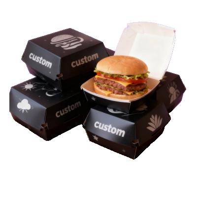 China Customized Printed logo Biodegradable Disposable Fast Food Takeaway Burger Paper Box for sale