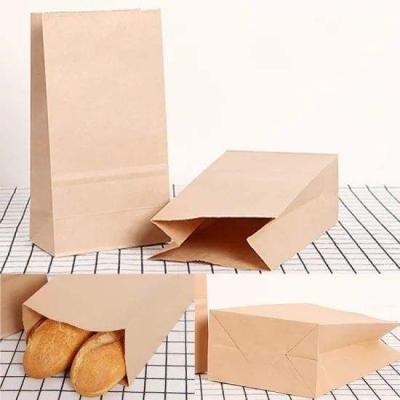China Custom Offset Printed Biodegradable Eco-Friendly Moisture Proof Kraft Square Paper Bag With Handle For Bread Packaging for sale