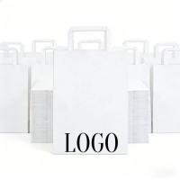 China Customized Biodegradable Kraft Paper Flat Handle Carry Packaging for sale