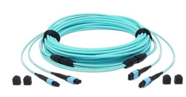 Quality 24 Fiber OM3 MTP® Fiber Optic Trunk Cable Female OM3 Multimode 3m LSZH for sale