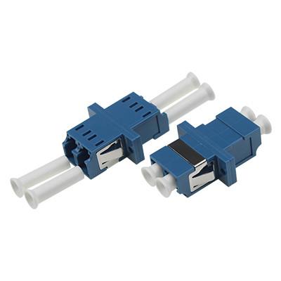 China Duplex LC UPC Fiber Connector Singlemode Plastic Housing With Flange Blue for sale