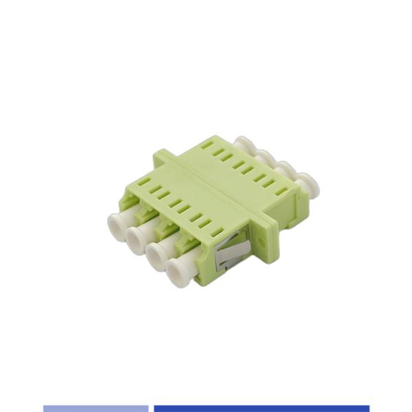 Quality Fiber Optic Adapter OM5 LC UPC Quad Optical Coupler with flange Lime Green for sale