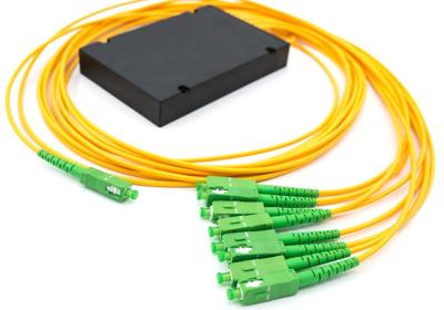 China 1x8 Optical Fiber PLC Splitter ABS Box SC/APC Singlemode 2.0mm Corrosion Proof for sale