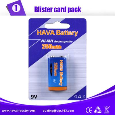 China NiMH Rechargeable Battery 9V 250mAh for sale