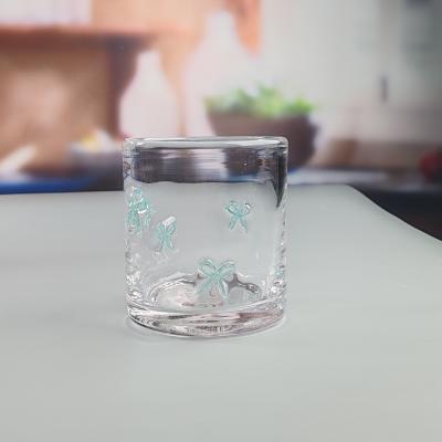 China 14oz Valentine's Decorative DOF Glass Bowknot Water Tumbler Glasses Mexico Icon Rock Glass Cup for Wedding Party Gift for sale